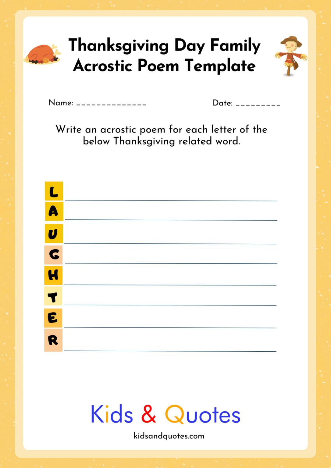 11 Thanksgiving acrostic poem templates (free printables included ...